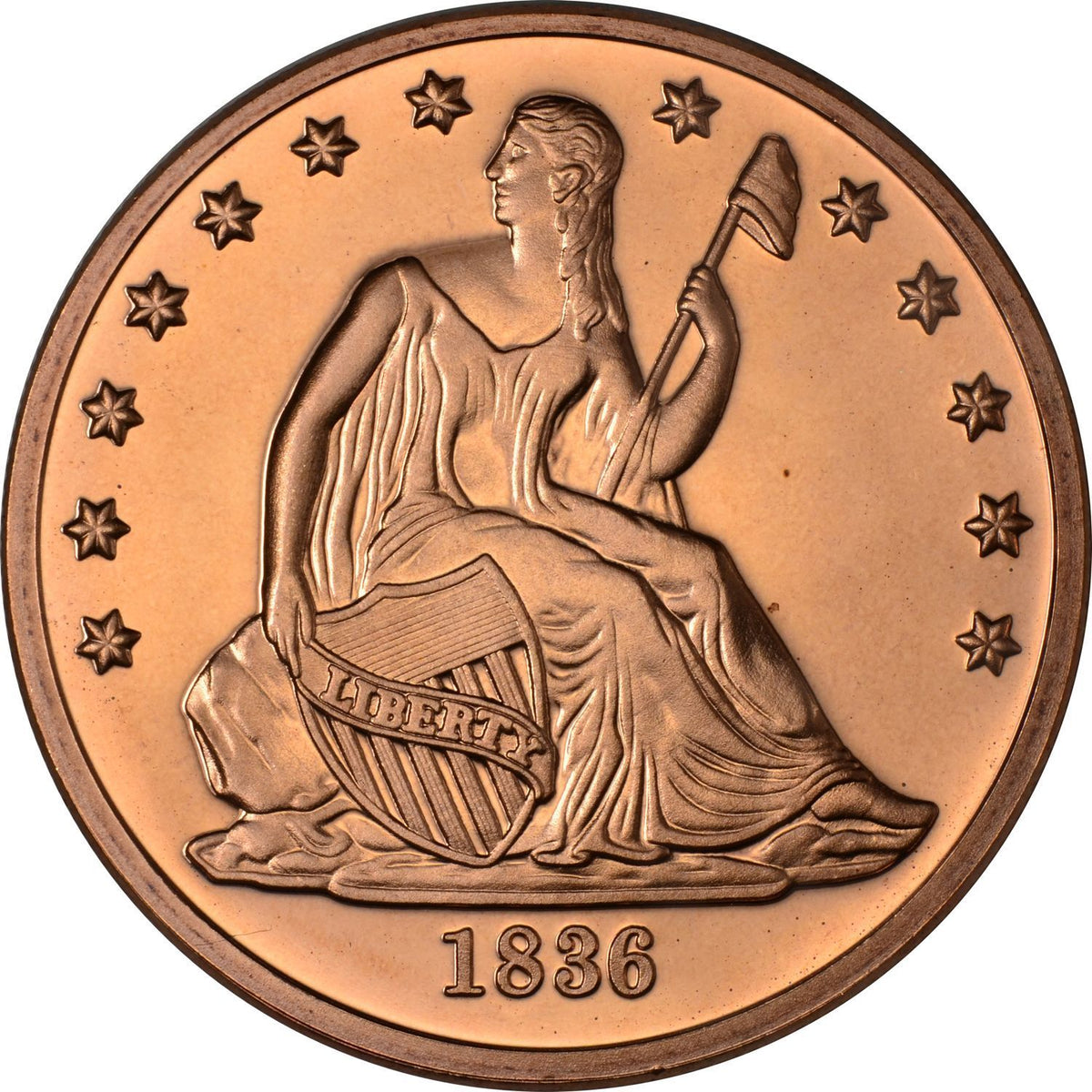 1 oz Copper Round - Seated Liberty – D.B.Metals