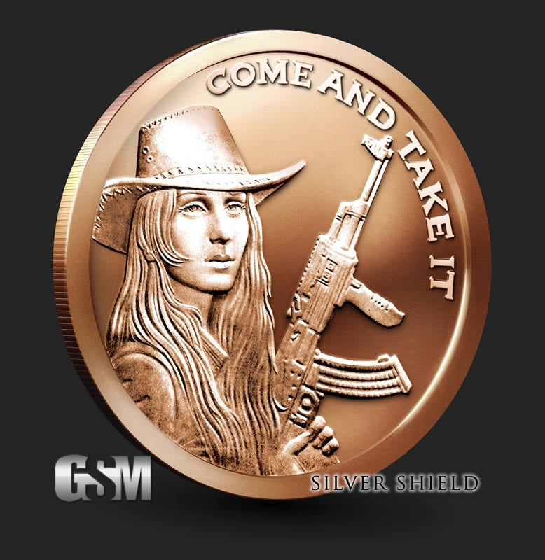 1 oz Copper Round - Come and Take It – D.B.Metals