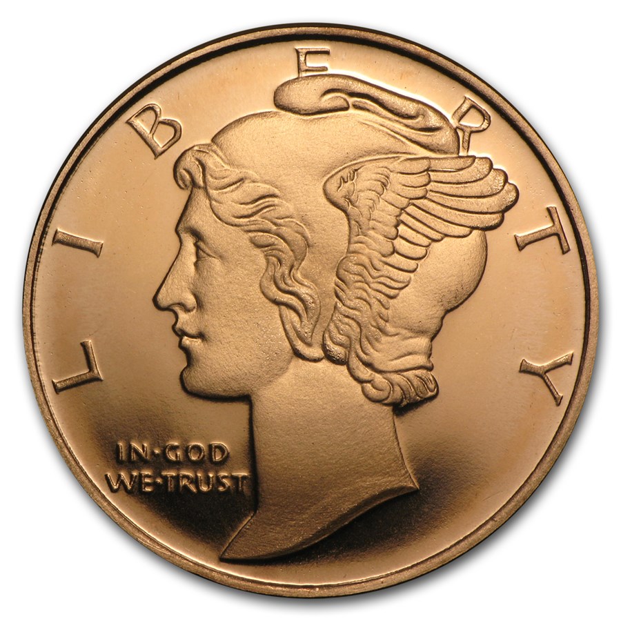 1 oz Copper Round - Mercury Dime – D.B.Metals