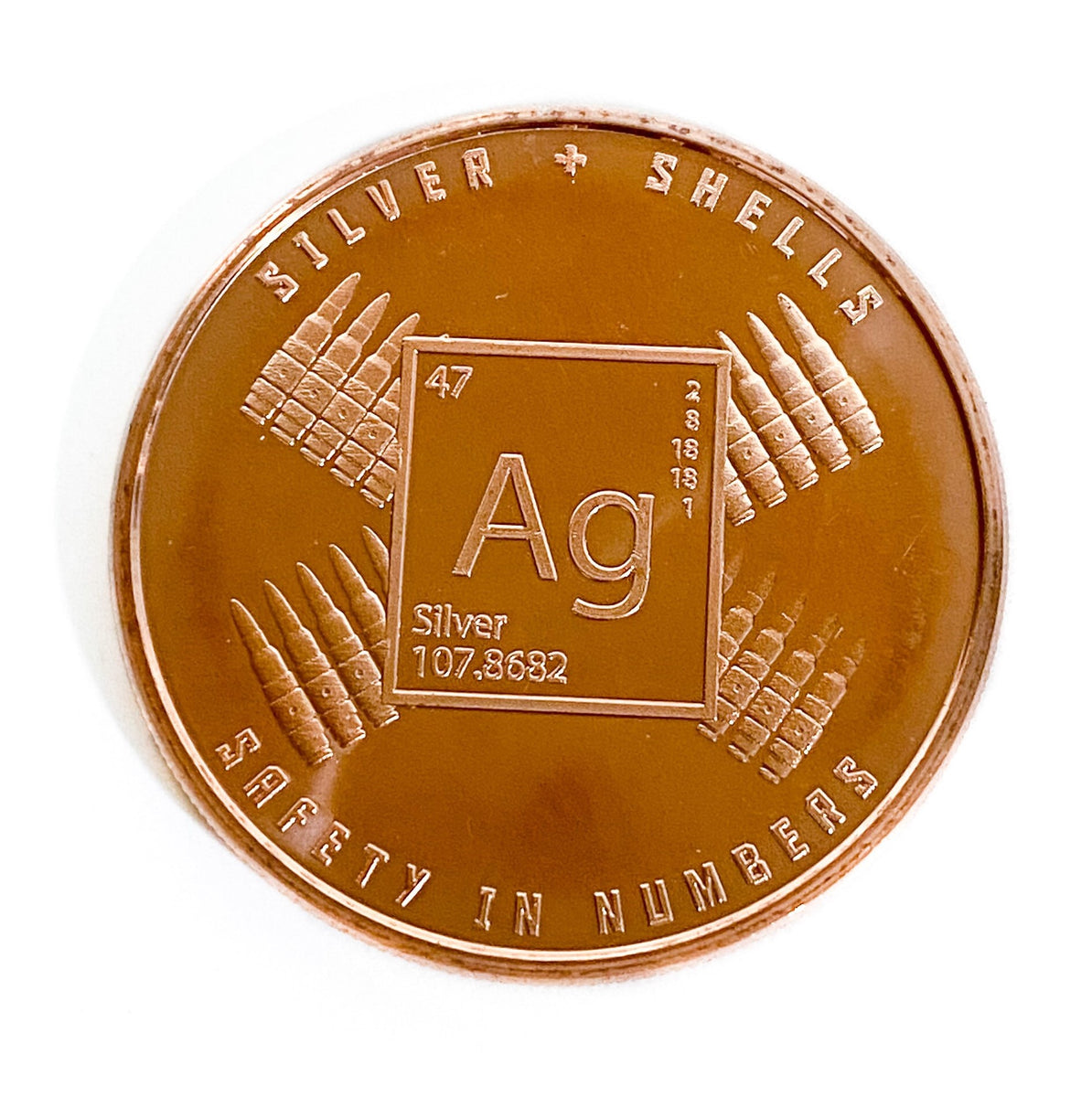 1 oz Copper Round - Silver and Shells - Safety In Numbers – D.B.Metals